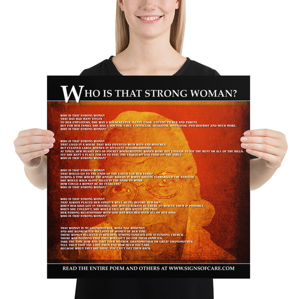 Who Is That Strong Woman Poster – Signs Care